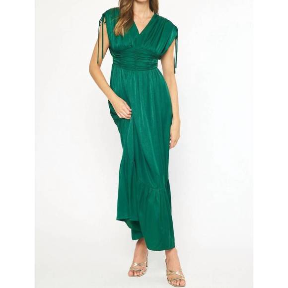 entro | Dresses | New Entro Ruffle Empire Maxi Dress In Green | Poshmark